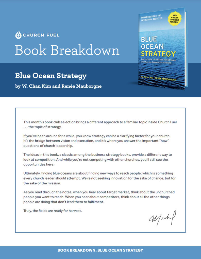 Pastor’s Book Club - Blue Ocean Strategy: Book Breakdown - Church Fuel
