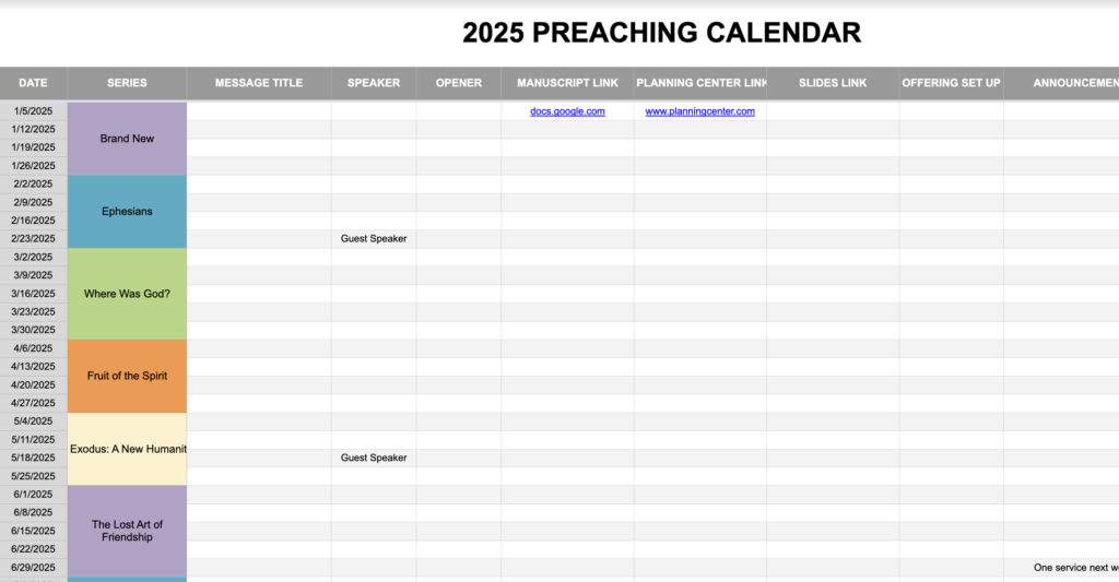 Preaching Calendar - Church Fuel