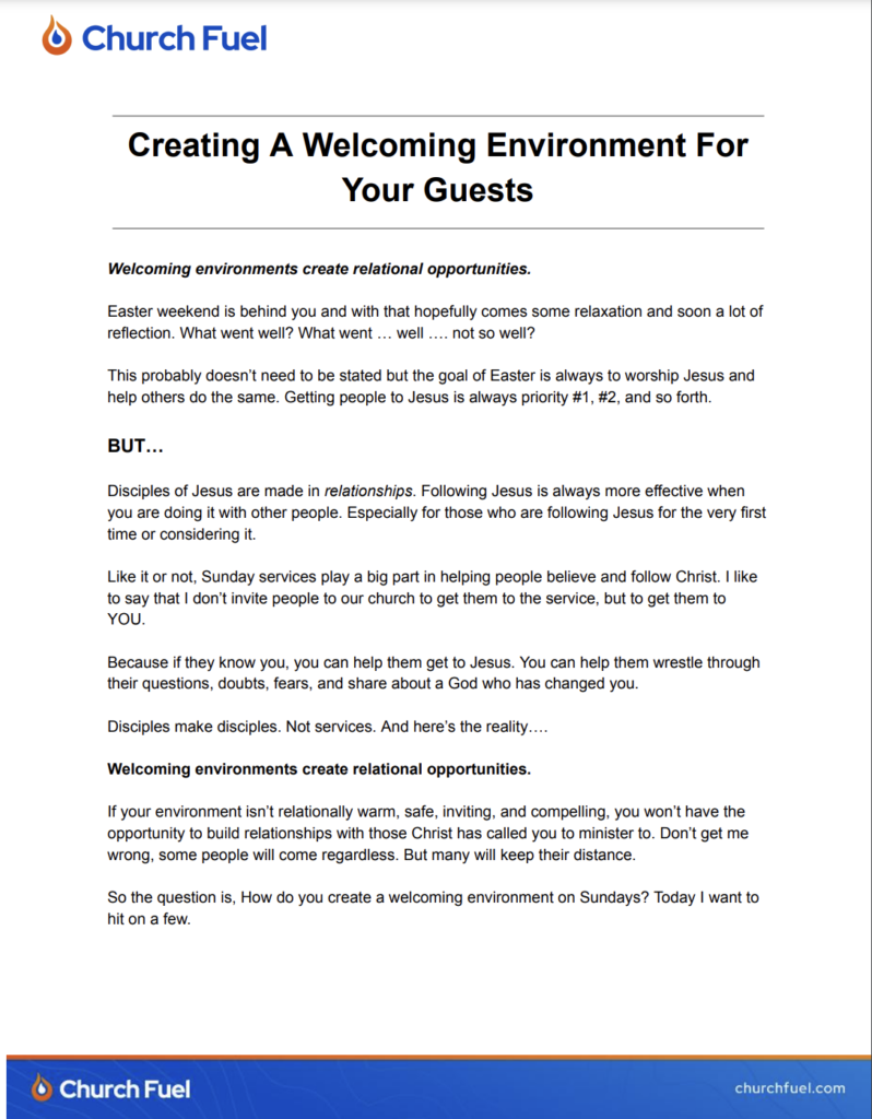 Creating A Welcoming Environment For Your Guests - Church Fuel