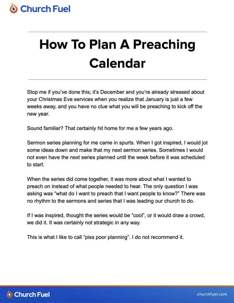 How To Plan A Preaching Calendar - Church Fuel