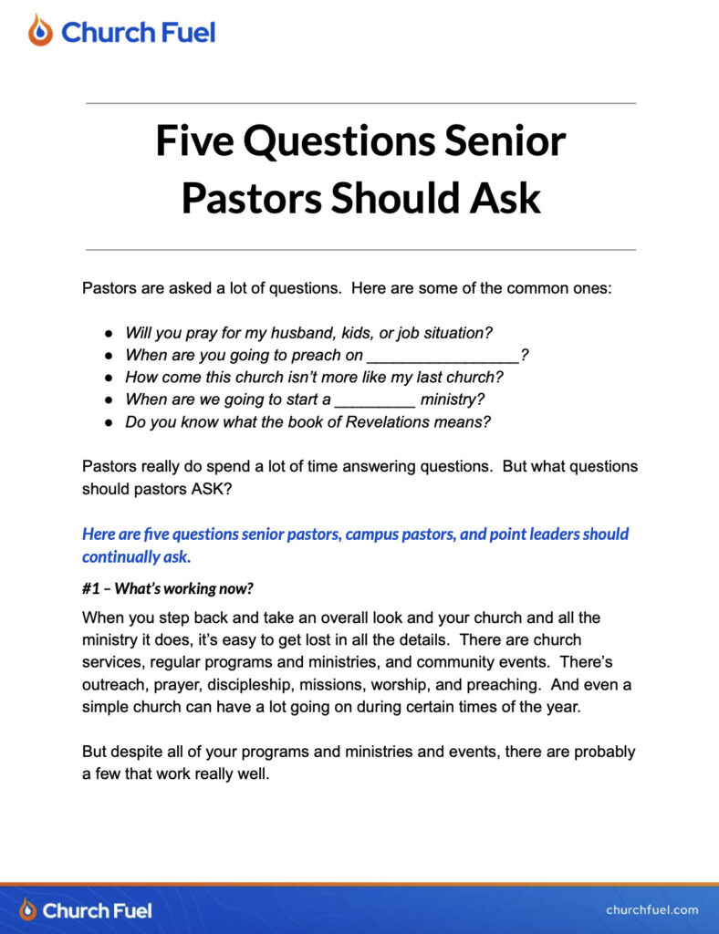 Five Questions Senior Pastors Should Ask - Church Fuel