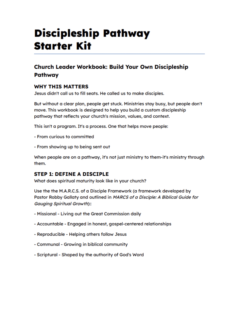 Discipleship Pathway Starter Kit: Church Leader Workbook - Church Fuel